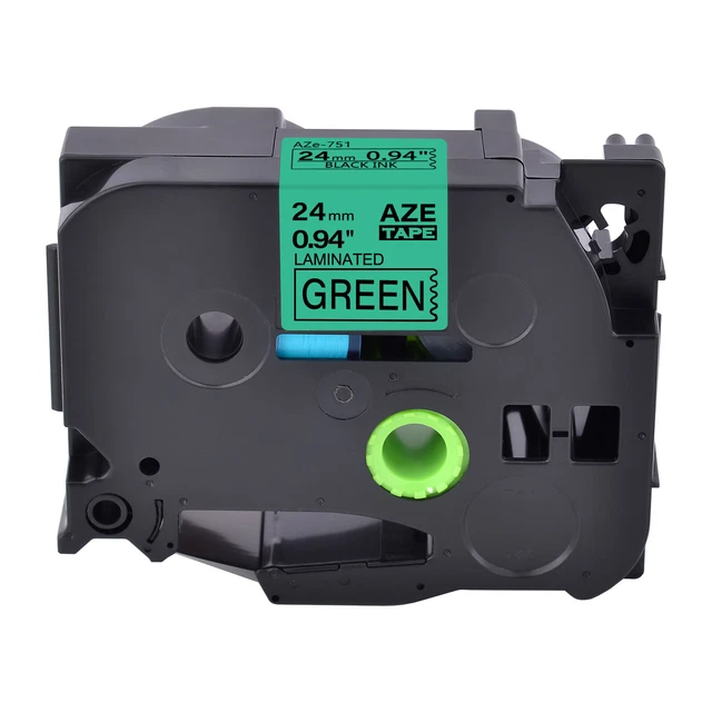 COMPATIBLE BROTHER P-TOUCH TZ-751 Tze-751 Label Tape Black on Green ...