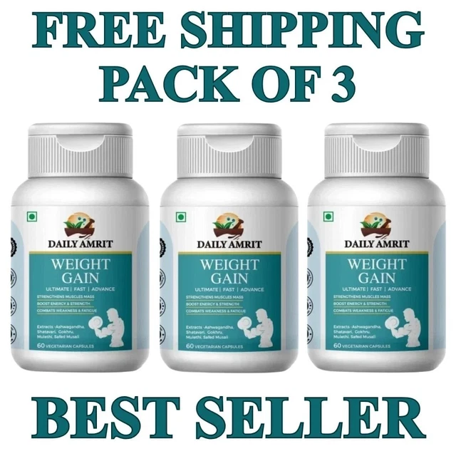 BODY GROW FAST Weight Gain Pills Ayurvedic Muscle Mass Gainer For Men ...