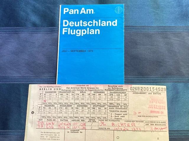 PAN AM DEUTSCHLAND-FLUGPLAN und Flugschein 1972 EUR 5,00 - PicClick DE