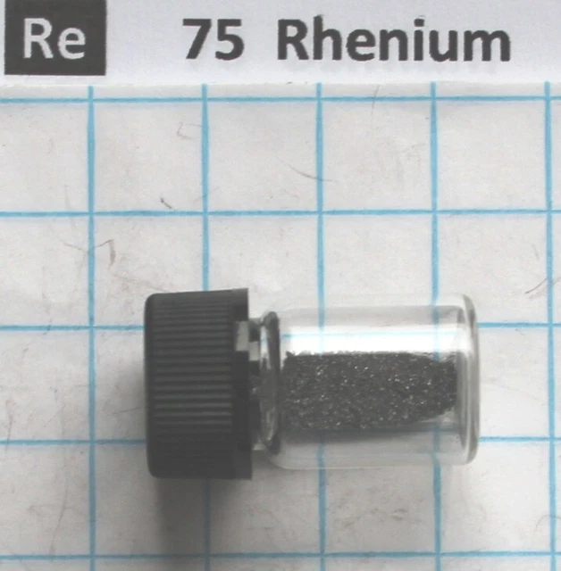 RHENIUM METALL PULVER 99,96% 1 gramm Metal powder in glass vial Element ...