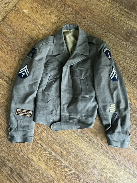 WW2 US ARMY Ike Jacket With Patches And Dog Tag £38.78 - PicClick UK