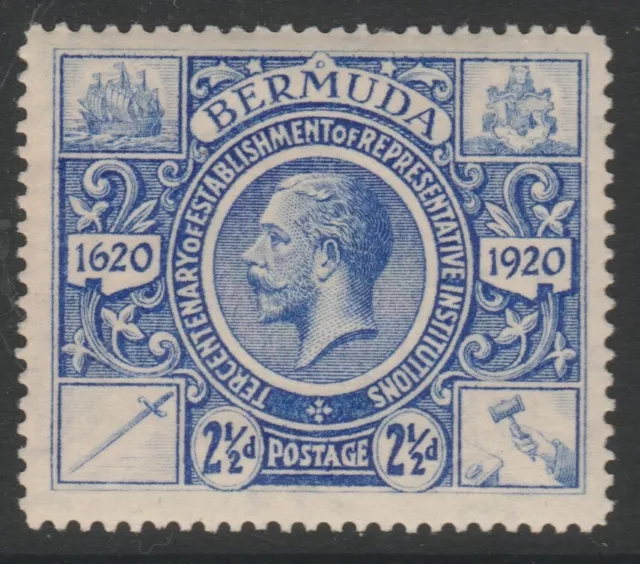 Bermuda Sg69 Mint 1921 Gv 2½d Bright Ultramarine Tercentenary 2nd Issue