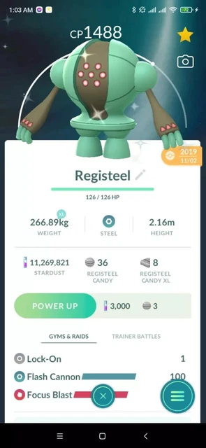 POKÉMON GO - Shiny Registeel - 1mil Stardust Trade Go or 30days Ultra ...