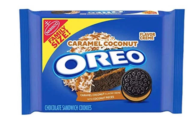 OREO CARAMEL COCONUT Flavored Creme Chocolate Sandwich Cookies Family ...