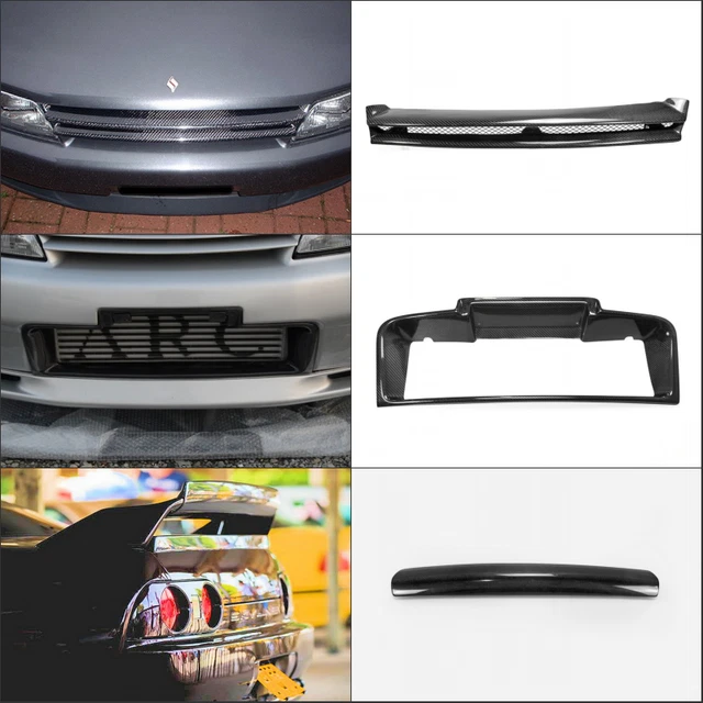 FOR R32 GTR Carbon FRD Rear Spoiler Gurney Flap+Intercooler Duct+Front ...