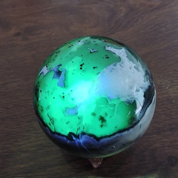 360G RARE NATURAL blue Volcanic Rock agate Sphere Quartz Crystal Ball ...