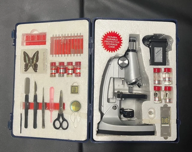 EUC TASCO 1200X Microscope Kit with Lots of Extras M1200ZFC in case ...