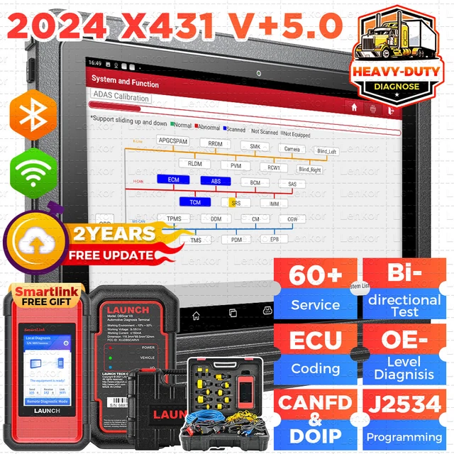 LAUNCH X431 V+ 5.0 PRO3S+ & SmartLink C HD3 Heavy Duty Truck Diagnostic ...