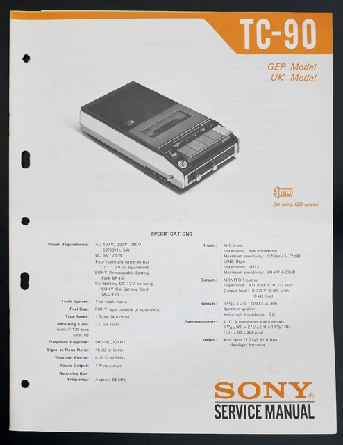 ORIGINAL SONY CF-300 Radio Cassette-Corder Service-Manual/Diagram/Parts ...