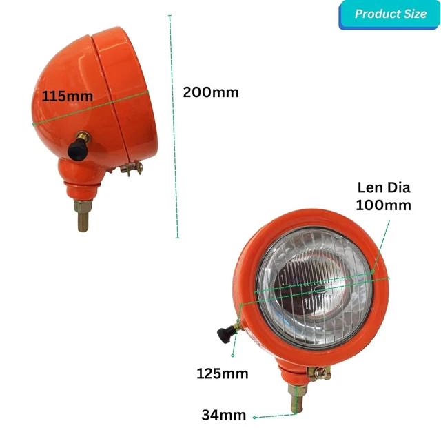 12V ORANGE PLOUGH Lamp Massey Ferguson Tafe Jcb Tractor Light 1000 1200 ...