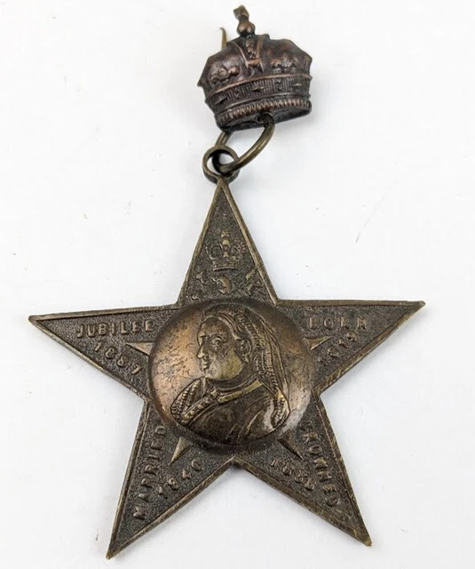 QUEEN VICTORIA GOLDEN Jubilee 1887 Brass Star Badge / Medal $57.48 ...