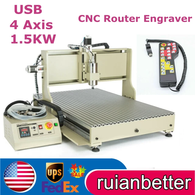 USB 6090 CNC Router Milling Machine 3D Desktop Engraver 1500W 4Axis ...