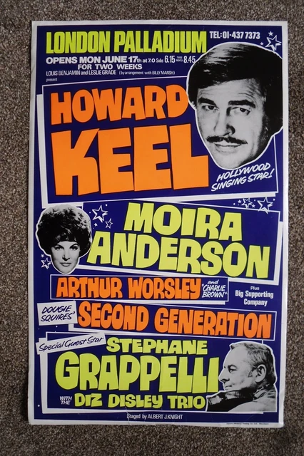 LONDON PALLADIUM THEATRE Poster Howard Keel, Arthur Worsley, Moira ...