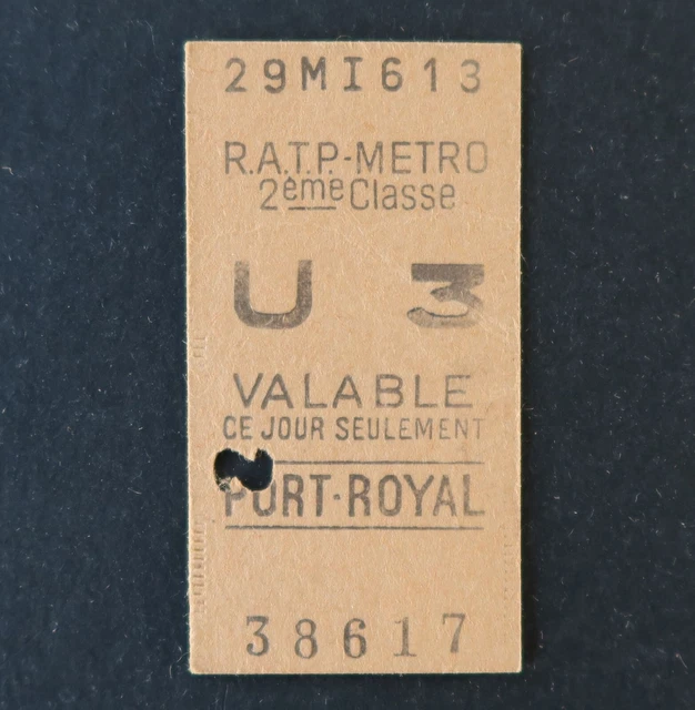 ANTIQUE PARIS METRO ticket RATP U3 PORT-ROYAL Metropolitan 16 £2.63 ...