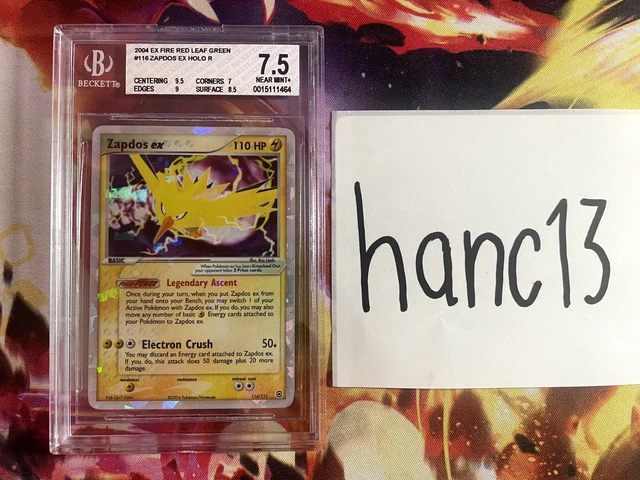 2004 POKEMON ZAPDOS EX Holo 116/112 Fire Red & Leaf Green BGS 7 Beckett ...