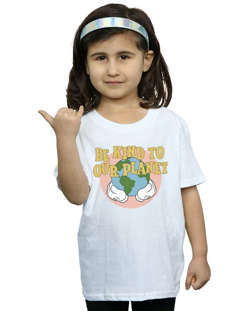 DISNEY FILLE MICKEY Mouse Be Kind To Our Planet T-Shirt Blanc 5-6 Years ...