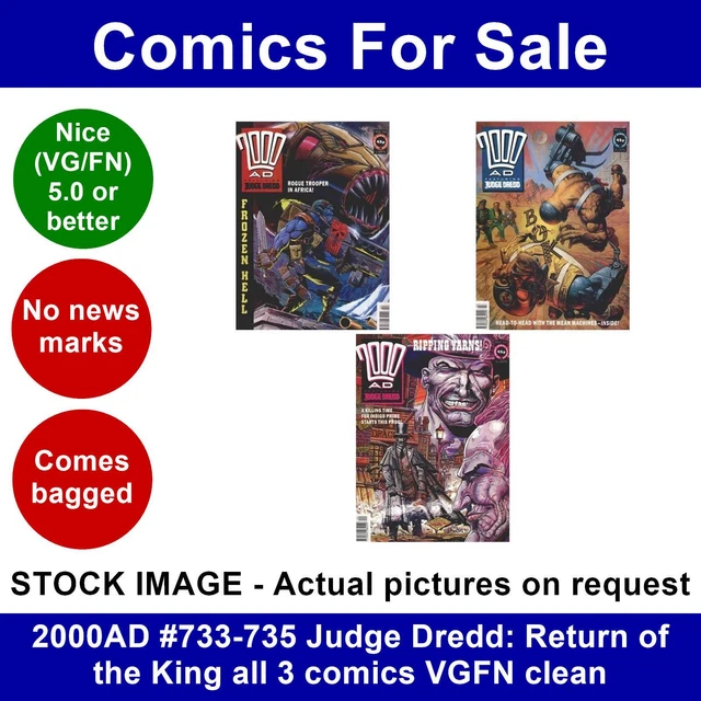 2000AD #733-735 JUDGE Dredd: Return of the King all 3 comics VGFN clean ...