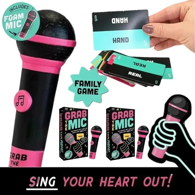 GRAB THE MIC Music Card Board Game – Funny Family Party Game For ...