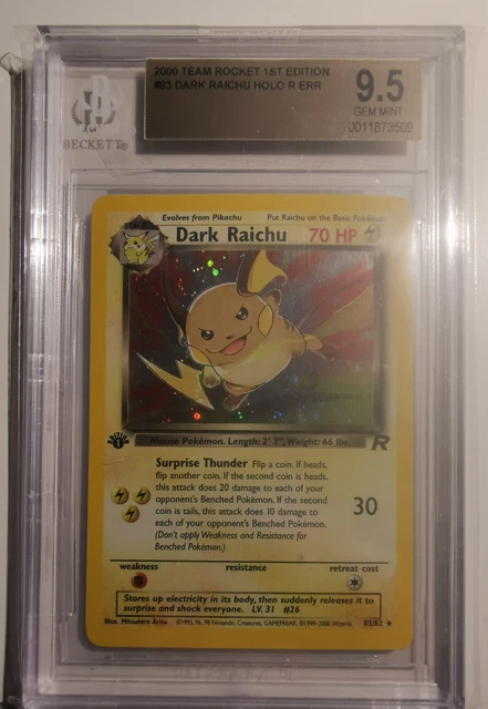 DARK RAICHU HOLO 1st Edition BGS 9.5 Team Rocket 83/82 SWIRL EUR 900,00 ...
