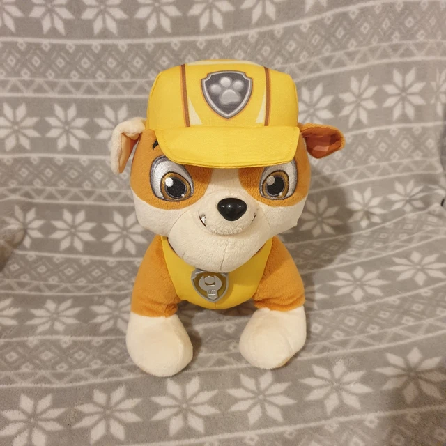 PAW PATROL 10” Talking Light Up Rubble Pup Nickelodeon Soft Toy Plush ...