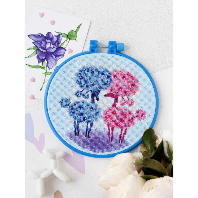 KIT POINT DE croix Abris Art avec cerceau "Sweet couple", 15x15cm, DIY ...