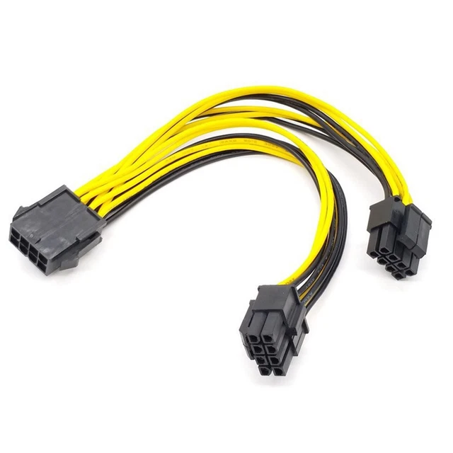 CPU 8 PIN Female to Dual PCIe 2X 8 Pin (4&4) Male Adapter Splitter ...
