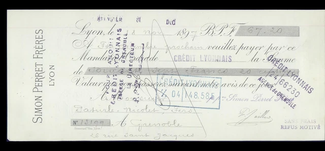 1897 SIMON PERRET Freres A Lyon - M. Paturle Nicolet A Grenoble EUR 10 ...