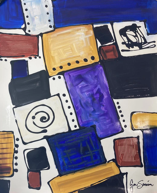 GINO SAVARINO 22X28 Original Acryl abstrakte Gemälde. Bereit zum Rahmen. EICHE EUR 52,59 ...