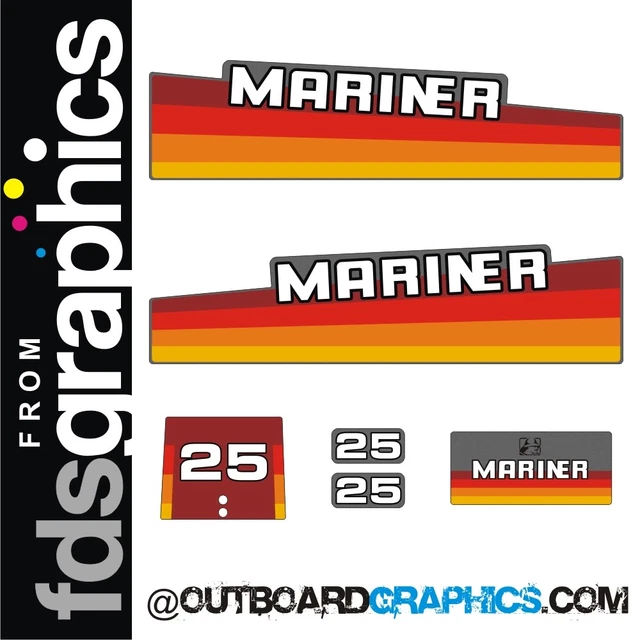 MARINER 40HP RAINBOW outboard engine decals/sticker kit £32.86 ...