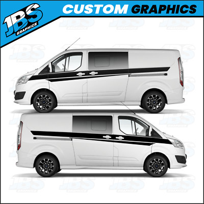 FORD TRANSIT CUSTOM Sport Side Stripes Graphics Stickers Decals Van Swb ...