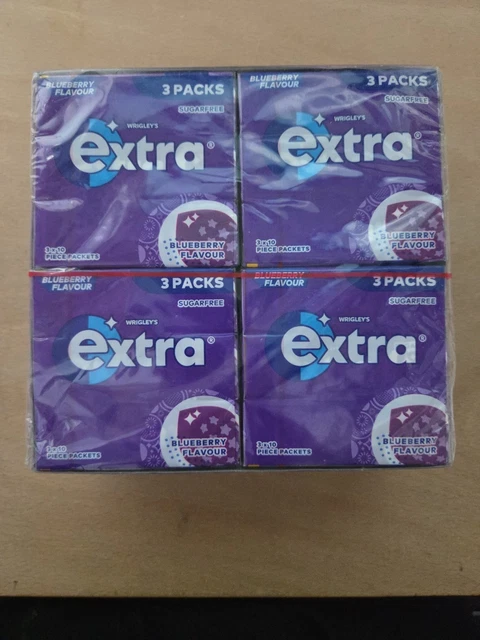 (2) WRIGLEYS EXTRA Blueberry Chewing Gum, 20 x 3pk of 10 gums, New,Exp ...