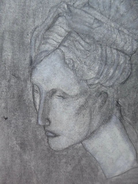 PORTRAIT EN STYLE Classique Vieux Dessin Crayon Sur papier Espagne 900 ...