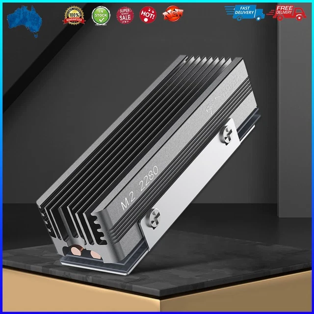 M.2 SSD HEATSINK 2 Copper Heat Pipes Cooler for M.2 NVMe 2280 SSD (Grey ...