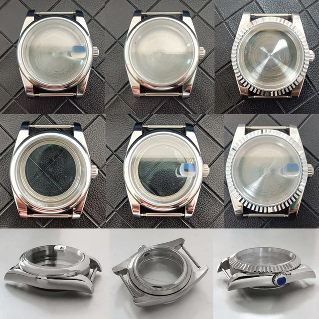 36MM STAINLESS STEEL Sapphire Glass Watch Case Kit Fit For NH35/NH36/4R ...