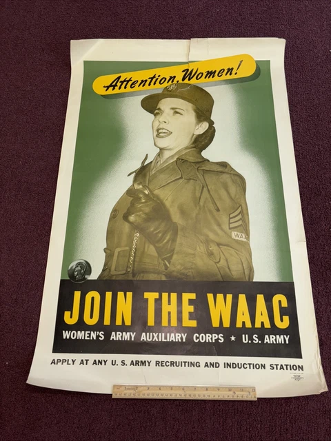 ORIGINAL 37 X 25 WWII Join the WAAC Women's Army Auxiliary Corps Poster ...