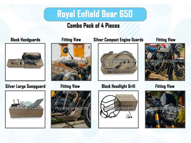 ROYAL ENFIELD BEAR 650 Handguards, Headlight Grill, Engine Guard & Sump ...
