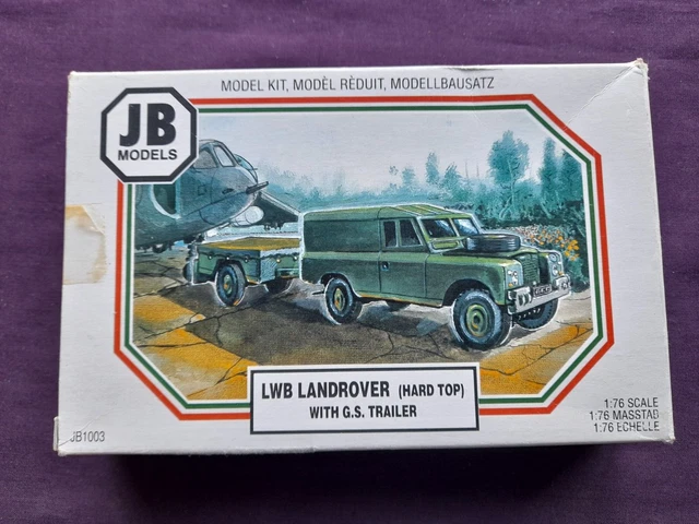 JB MODELS LWB Land Rover (Hard Top) with G.S. Trailer 1:76 Plastic kit ...