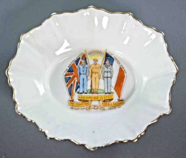 ROYAL STAFFORD WW2 Commemorative Trinket Pin Dish Freedom And Justice ...