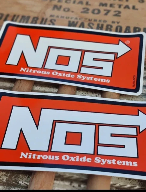 2 VINTAG NOS Nitrous Oxide Racing Decals Stickers Street Outlaw NHRA ...