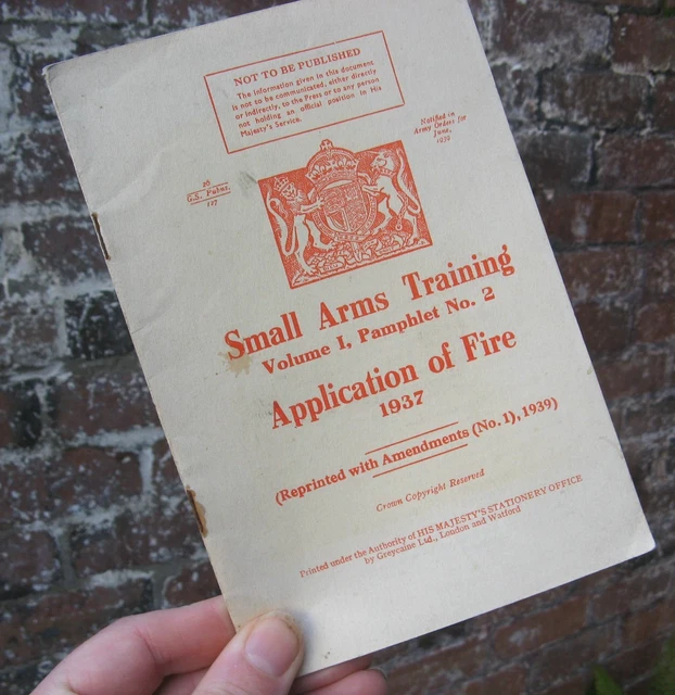WW2 BRITISH ARMY Small Arms Training Application of Fire 1939 £15.00 ...