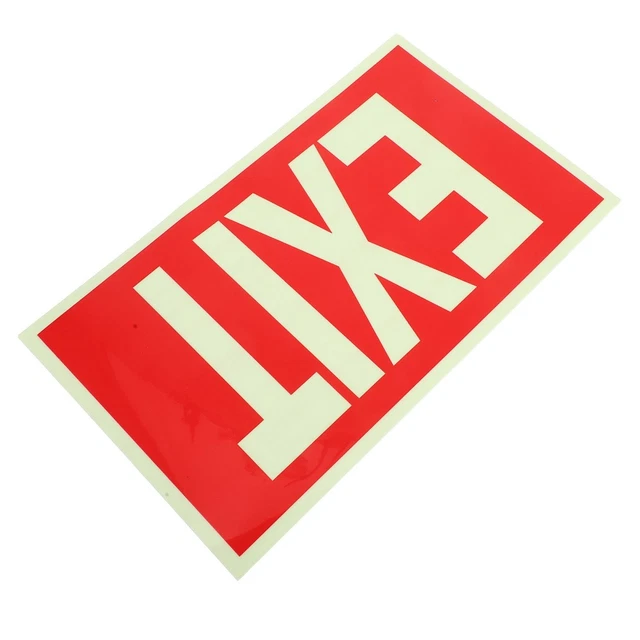 EMERGENCY EXIT SIGN Sticker Office Construction Signs Escape Marking ...