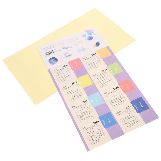 10 SETS STICKERS 2024 Full Year Calendar Index Label 4pcs/set Office ...