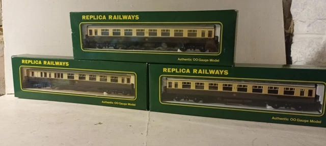 OO GAUGE UNUSED 3x Replica (Bachmann) Collett GWR Coach Brown Cream ...