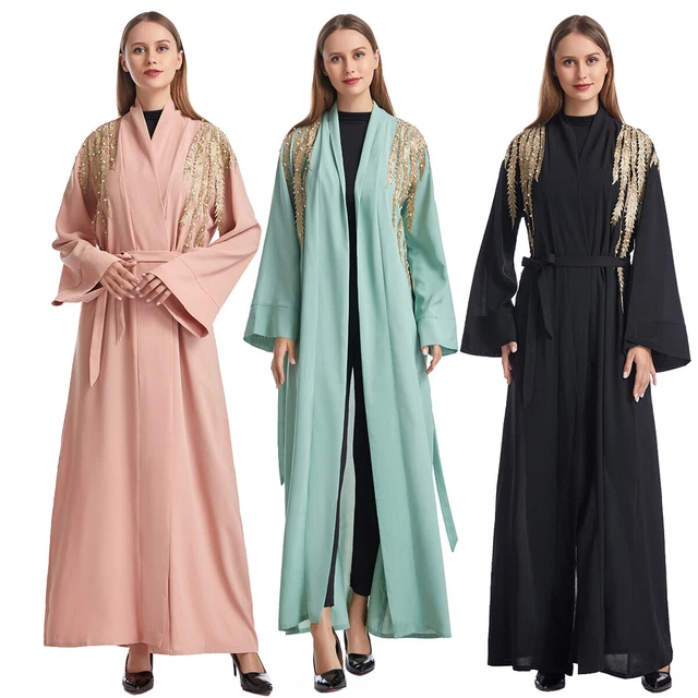 KIMONO MUSLIM WOMEN Open Abaya Long Maxi Dress Dubai Kaftan Cardigan Caftan Gown $51.68 ...