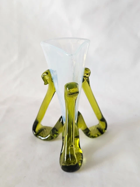 CHARMING ENGLISH GREEN & Opaline Glass Aesthetic Stem Vase, Circa 1890 ...