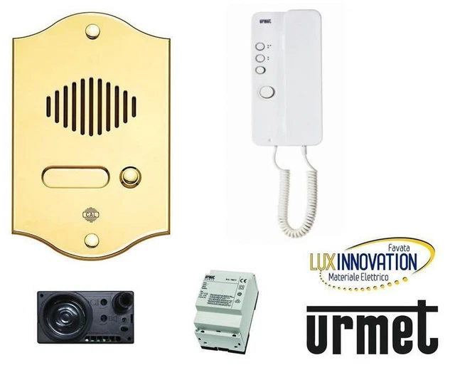KIT CITOFONO MONOFAMILIARE Urmet Con Pulsantiera Ottone Oro La ...