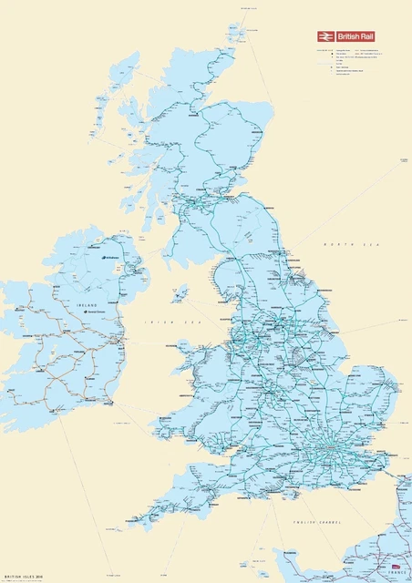 BRITISH ISLES TRAIN MAP (RAIL PASSENGER NETWORK) BR/NIR/IE 2010 - Print ...