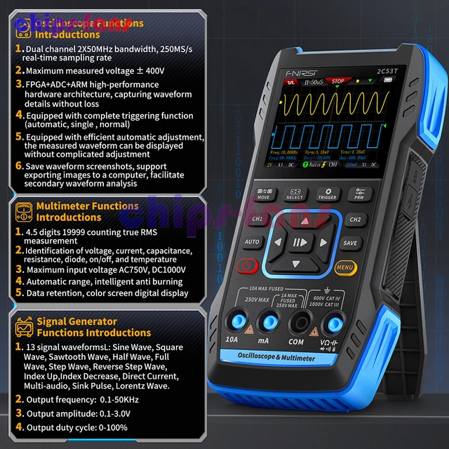 FNIRSI 2C53T DUAL Channel 50MHz Oscilloscope Multimeter Signal ...