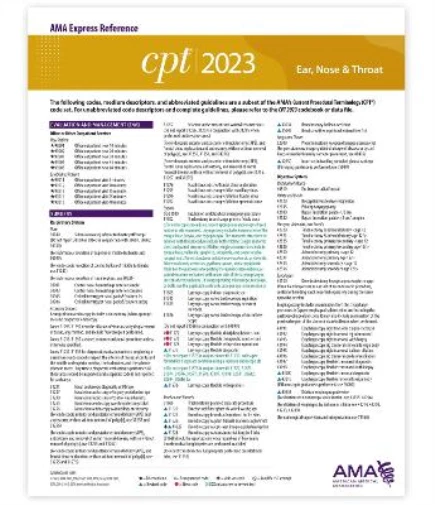 Cpt 2023 Express Reference Coding Card Ear Nose Throat Mixed Media