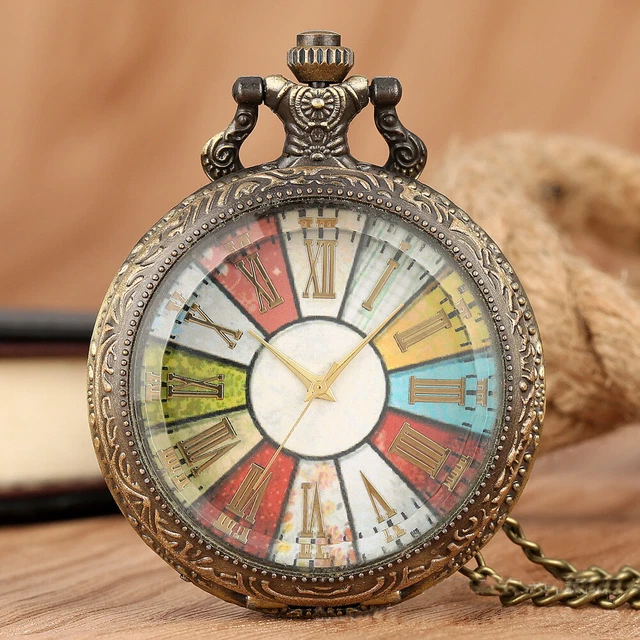 RETRO RETRO BRONZE Quarz Rad Rom Steampunk Taschenuhr Anhänger ...